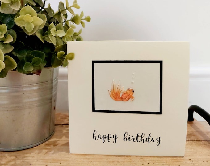 Goldfish Birthday Card. Handmade Fish Birthday Card. Fish Card. Carp ...