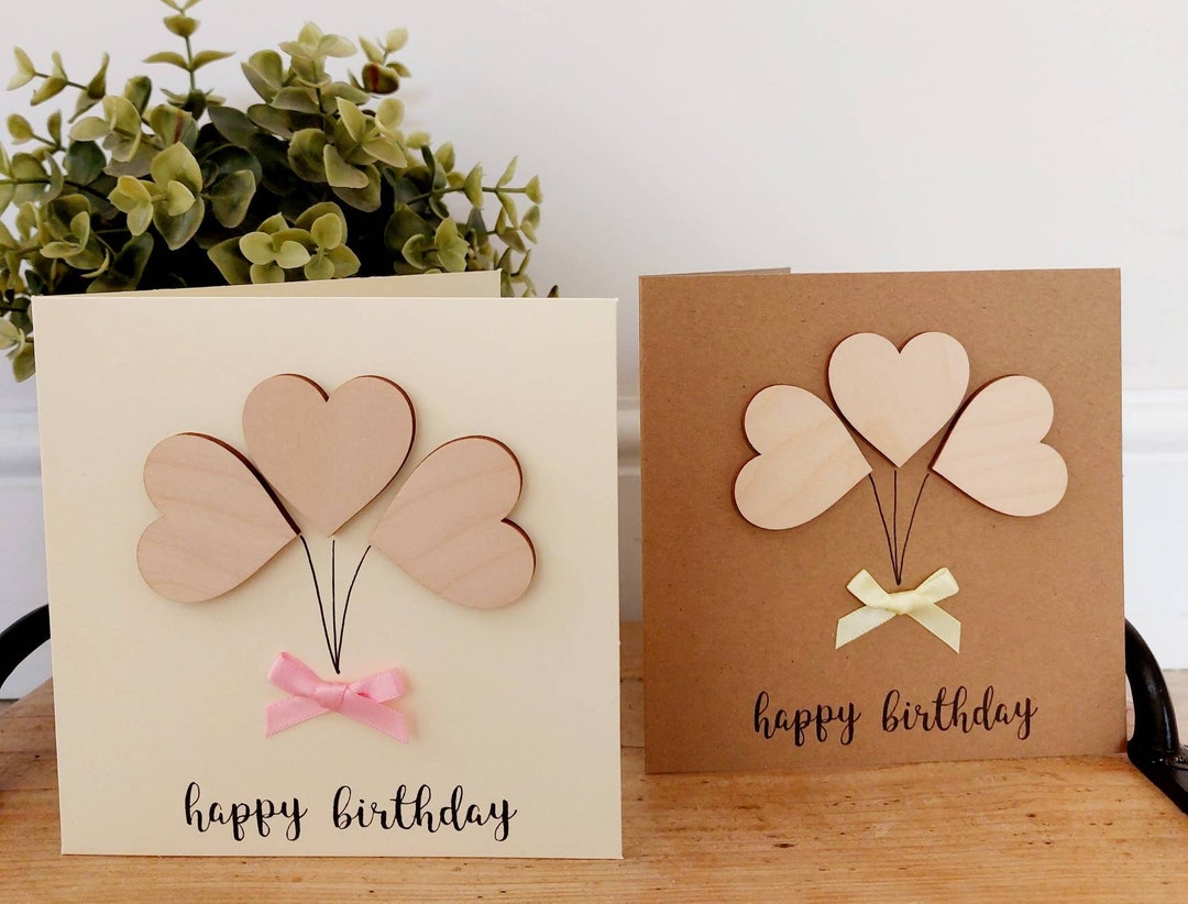 Wooden Heart Braille Birthday Card. Handmade and Personalised. Card ...