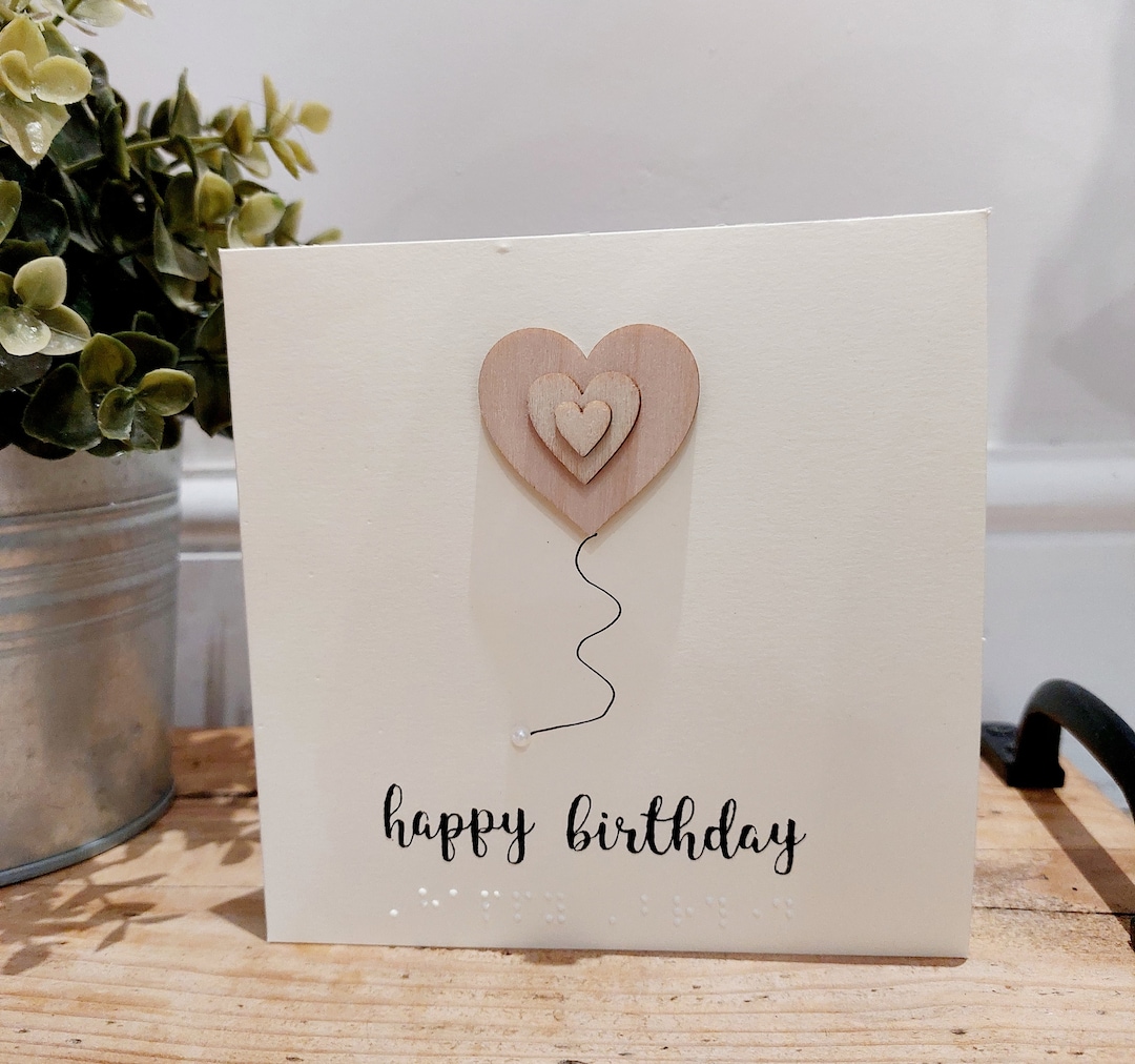 Braille Heart Happy Birthday Card. Braille Happy Anniversary Card ...