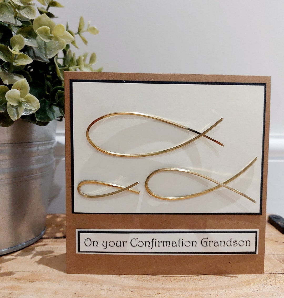 Confirmation Card: Handmade Golden Fish, Religious Gift - Etsy