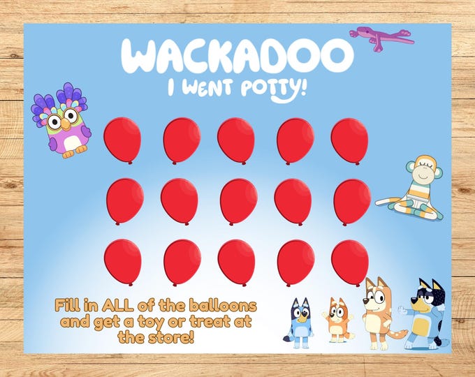 Bluey Potty Training Chart With Hidden Long Dog Printable! - Etsy