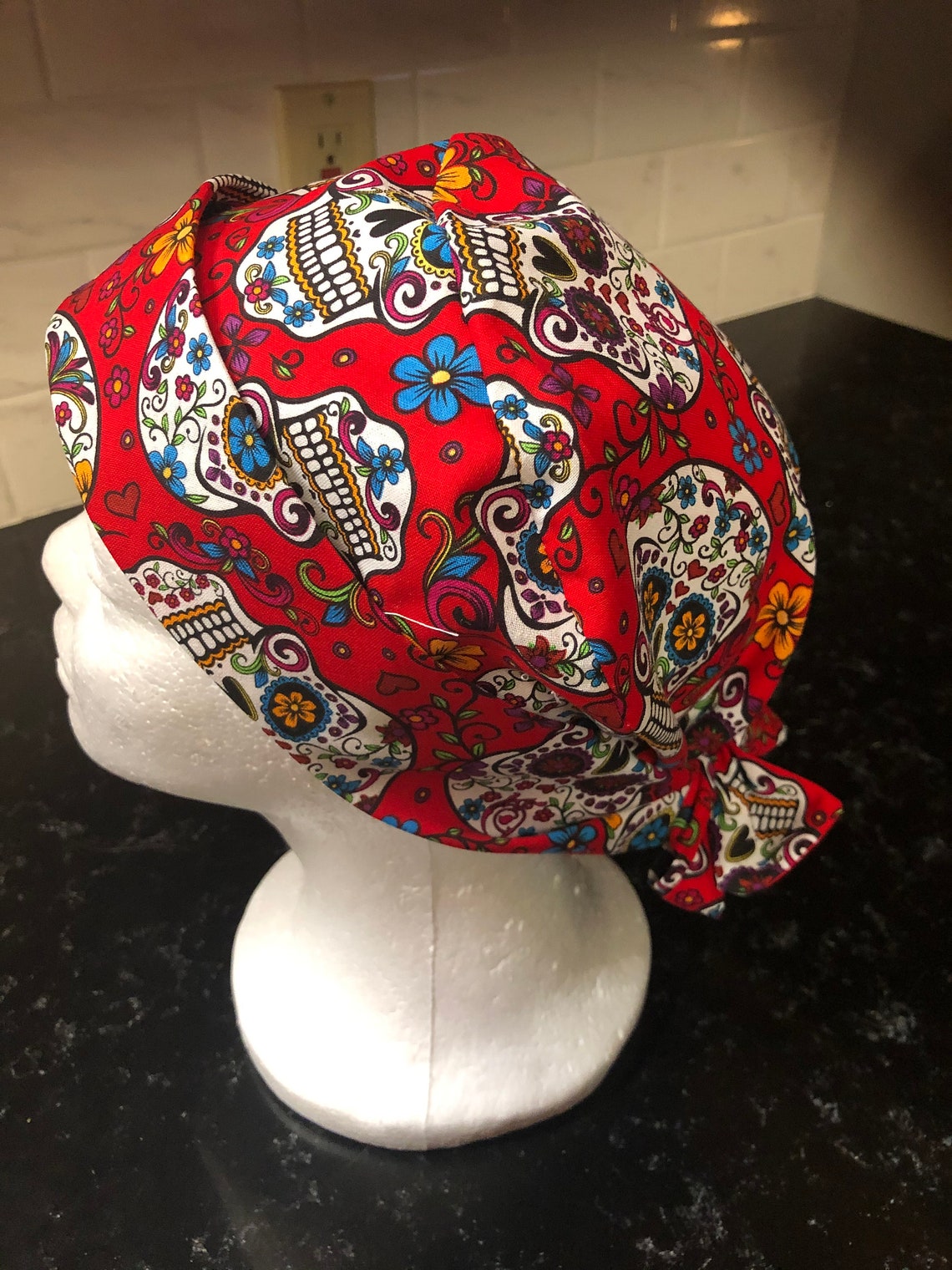 Sugar Skull Scrub Cap Unisex Sugar Skull Scrub Hat Nursing - Etsy