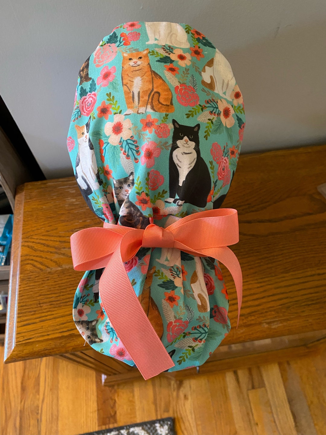 Cat Scrub Cap-cat Scrub Hat-ponytail Scrub Hat-cat Surgical Cap-nursing ...