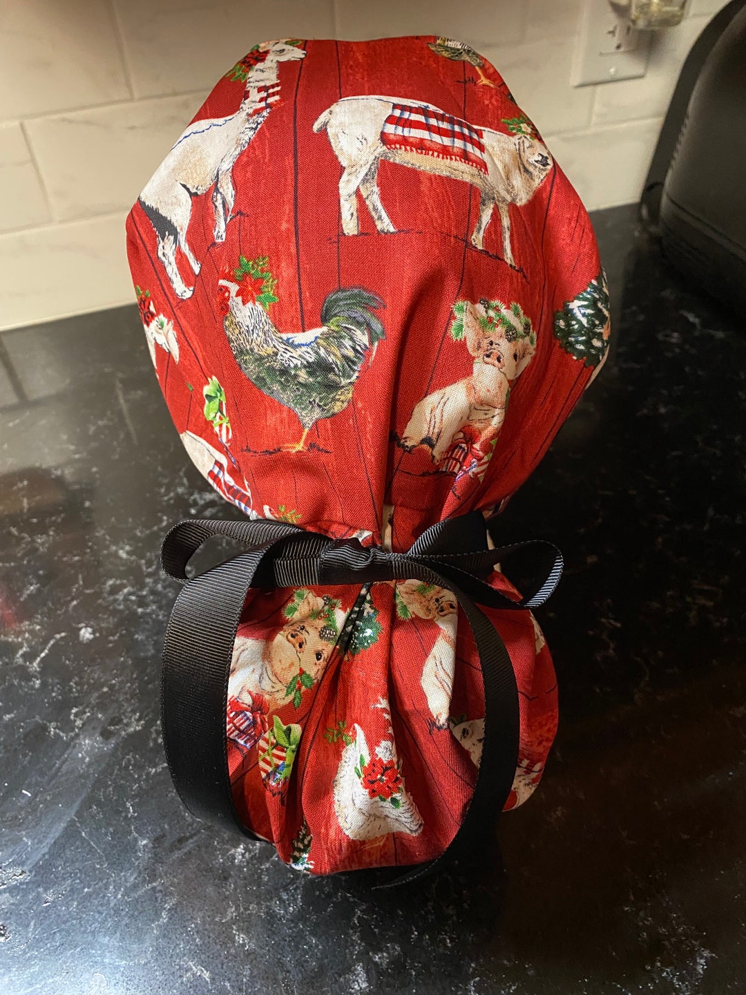 Christmas Farm Animal Scrub Hat-cow Scrub Hat-chicken Scrub Hat-women's ...