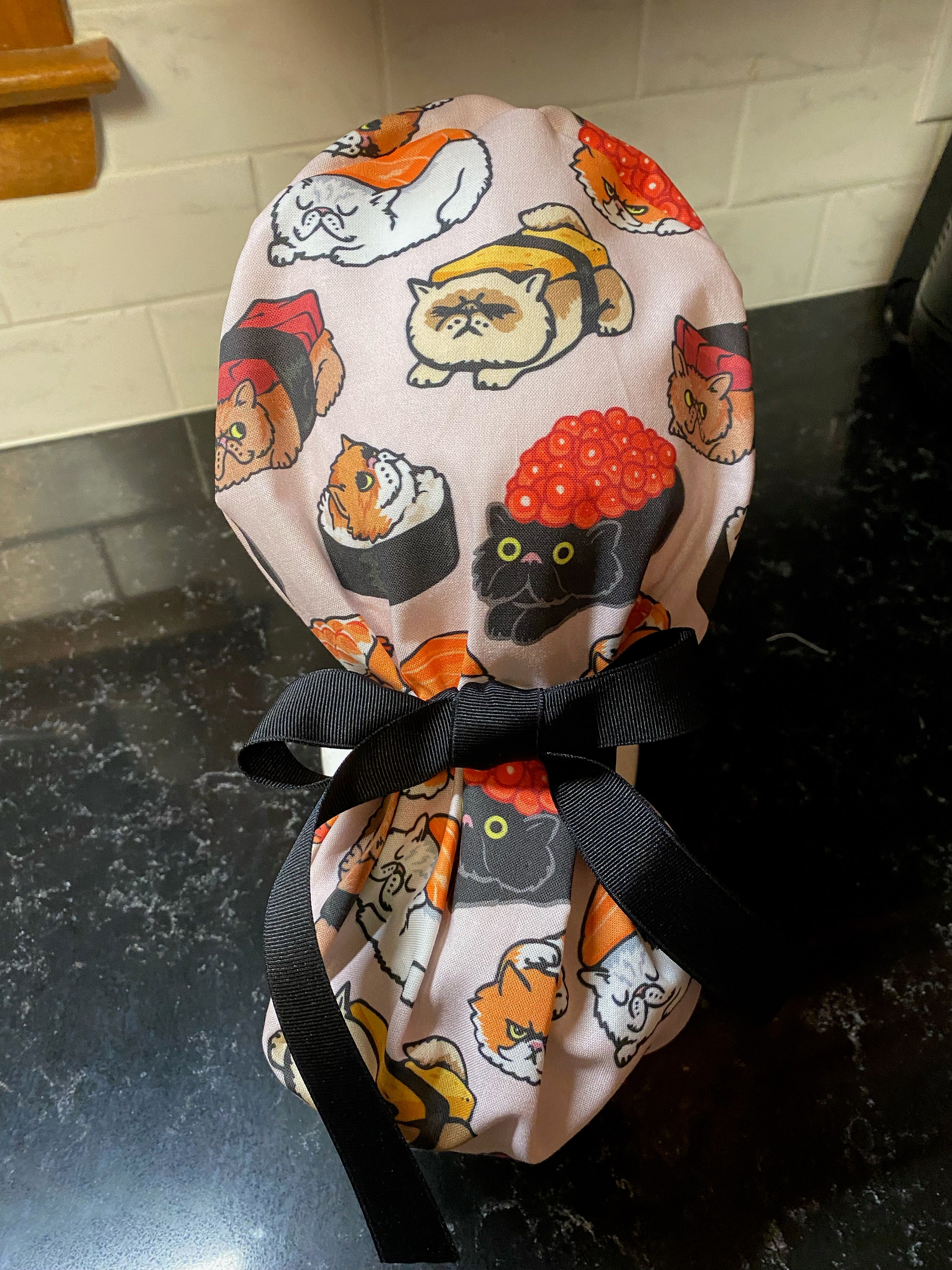 Sushi Cat Scrub Hat Sushi Cat Scrub Cap Ponytail Scrub Cap - Etsy