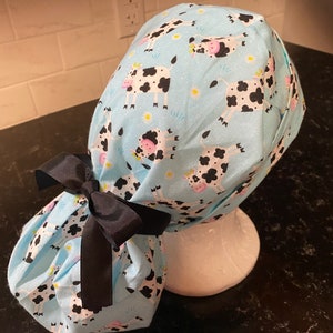 Cow Scrub Hat-cow Scrub Cap -moo Cow Scrub Cap-scrub Cap-women's Scrub ...
