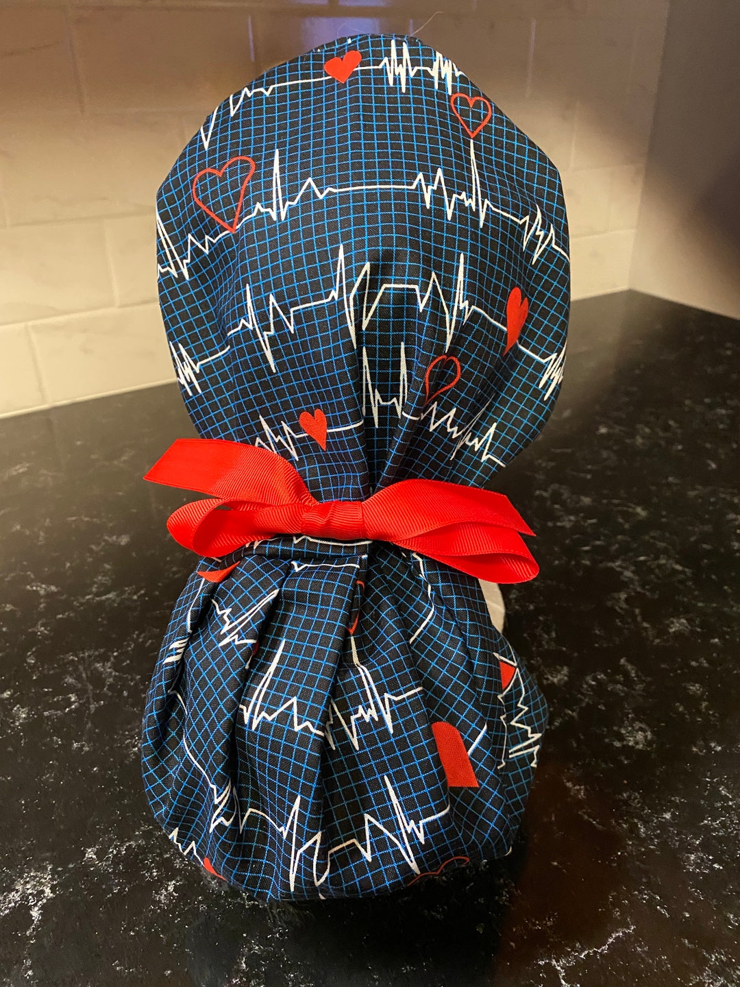Heart Beat Scrub Cap-ekg Scrub Hat-ponytail Scrub Hat -OR Surgical Cap ...