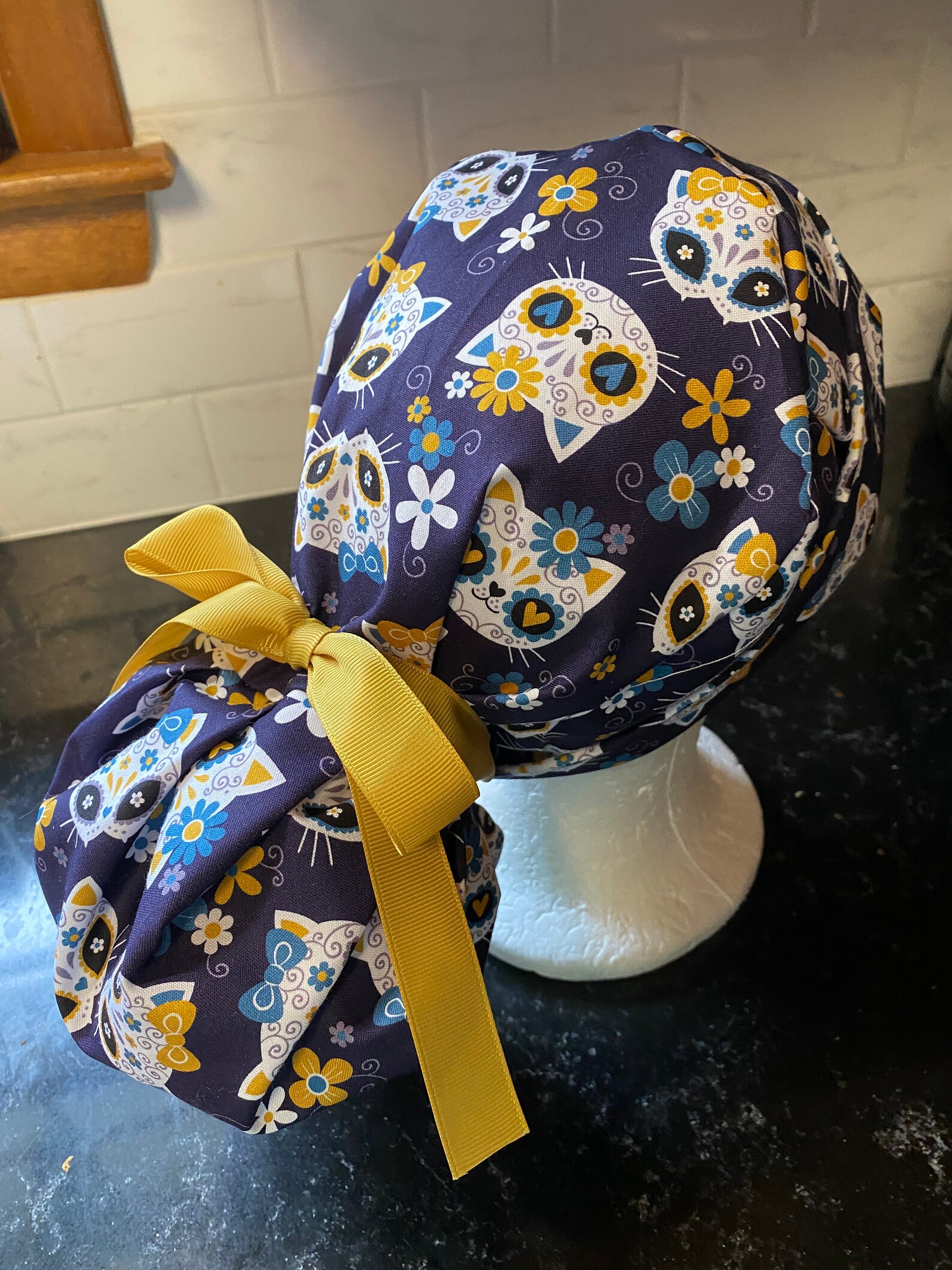 Cat Sugar Skull Scrub Cap Cat Sugar Skull Scrub Hat Nursing - Etsy