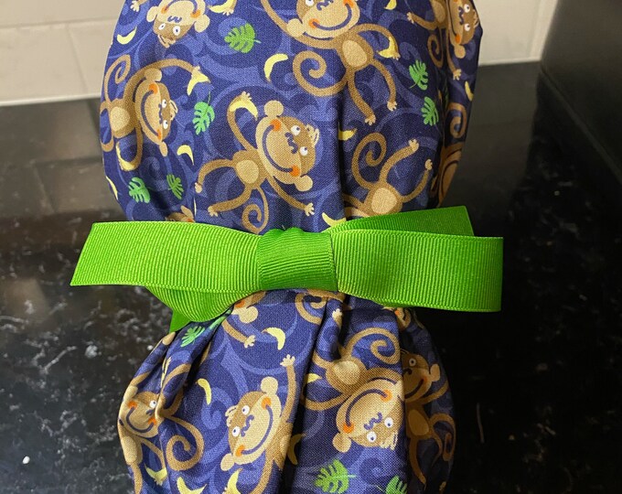 Monkey Scrub Cap-monkey Scrub Hat- Ponytail Scrub Cap-women's Scrub Hat ...