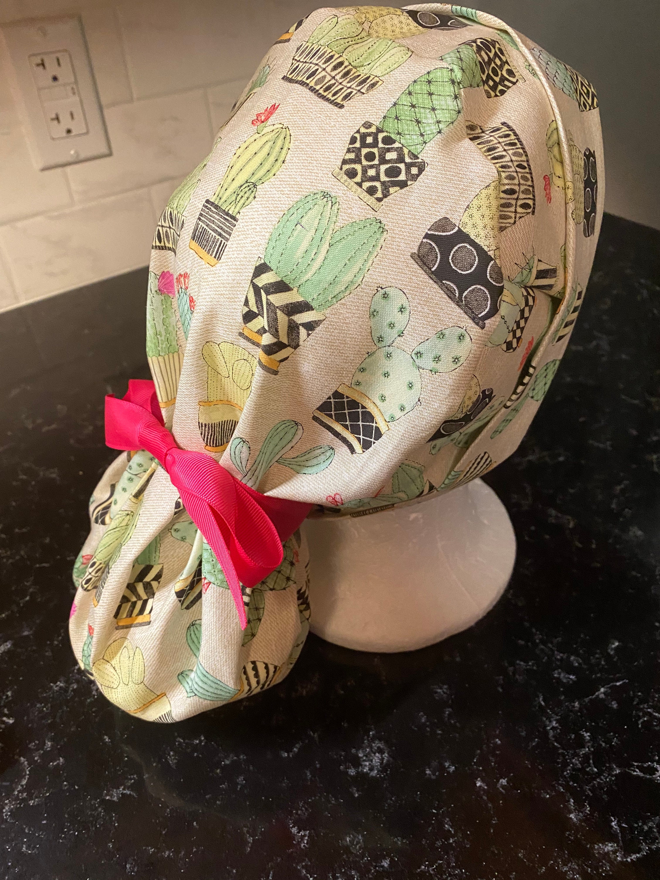 Cactus Scrub Hat-fitted Ponytail Scrub Hat-scrub Hat-women's Scrub Cap ...