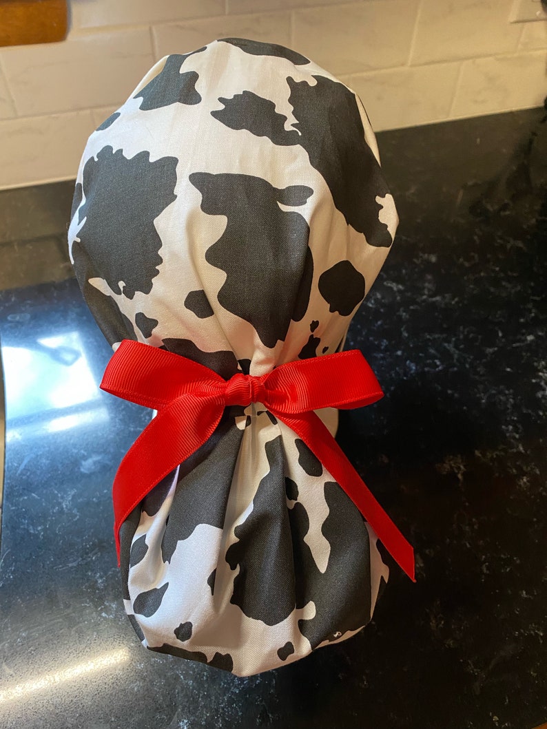 Cow Print Ponytail Scrub Hat-cow Print Scrub Cap-women's - Etsy