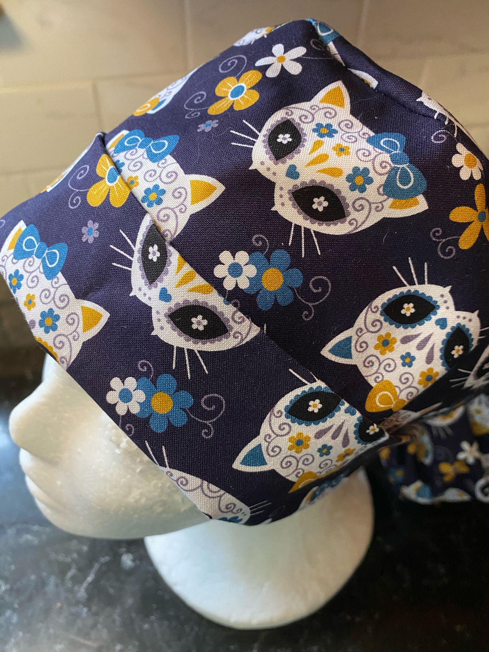Cat Sugar Skull Scrub Cap Cat Sugar Skull Scrub Hat Nursing | Etsy