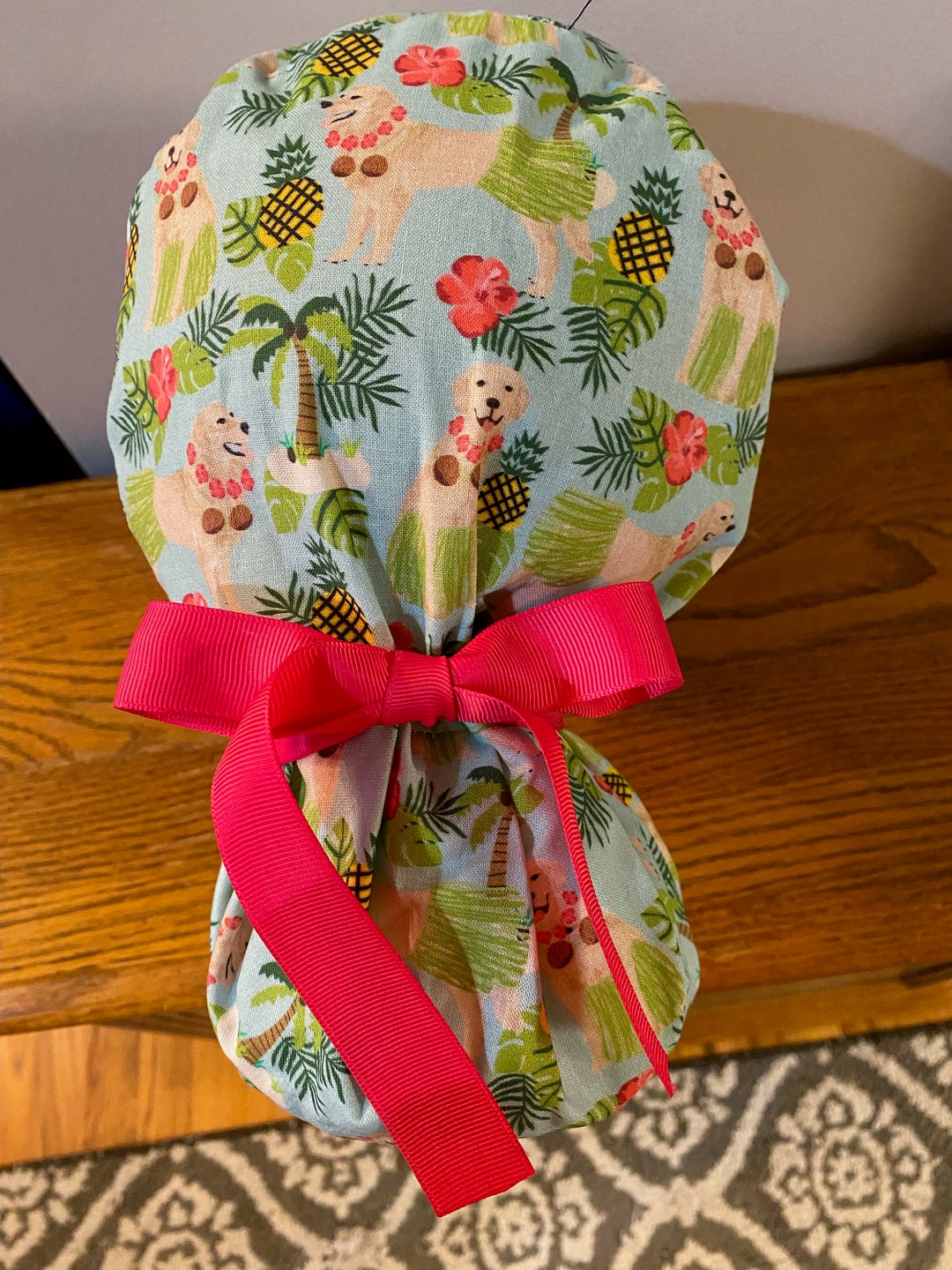 Golden Retriever Hula Scrub Cap-golden Retriever OR Scrub Cap-ponytail ...