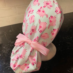 Pink Pig Scrub Hat-pig Scrub Cap - Pink Pig Scrub Cap-scrub Cap-women's ...