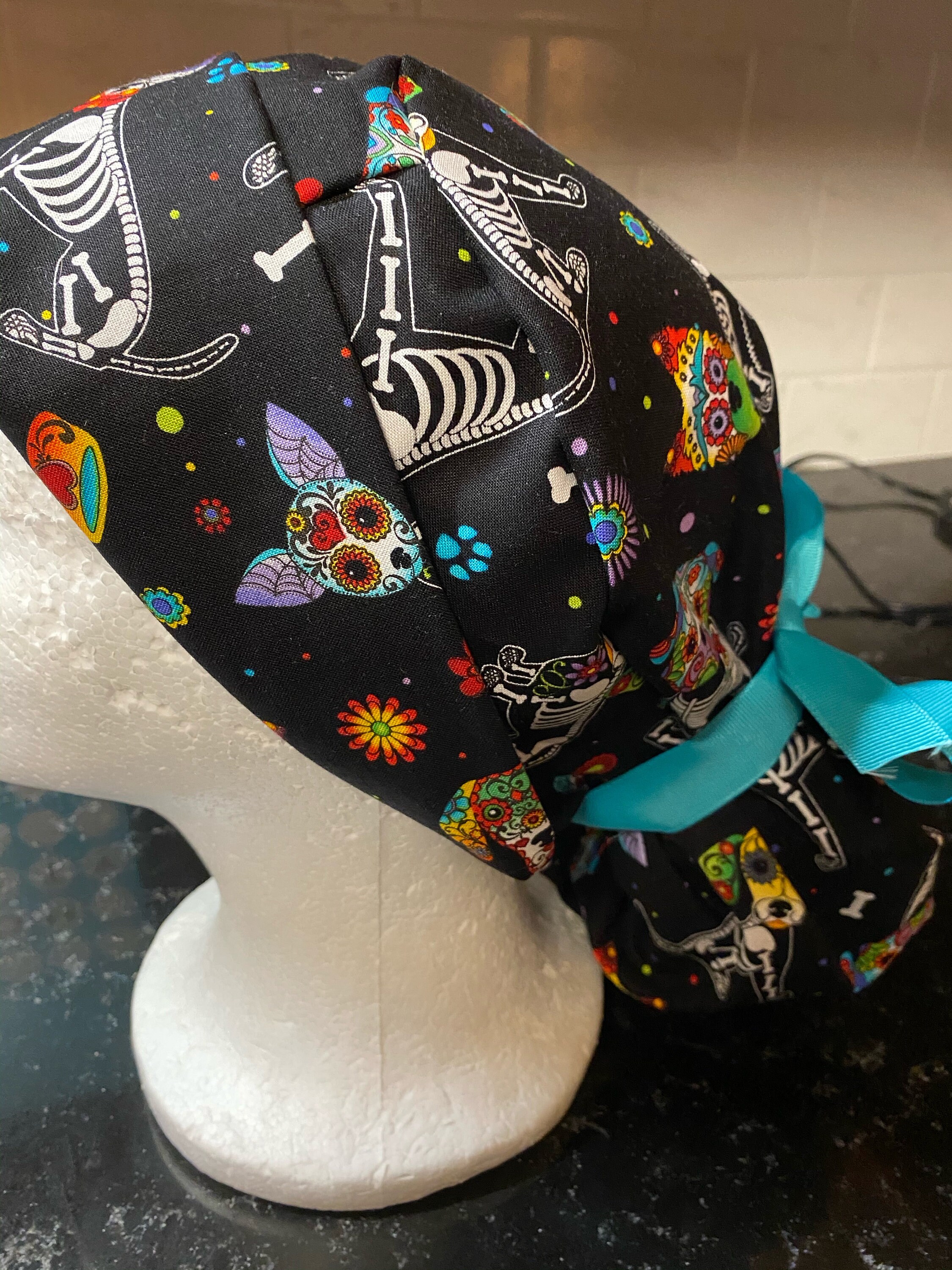 Dog Skeleton Scrub Cap-x-ray Scrub Cap-ponytail Scrub Cap-hat-day of ...