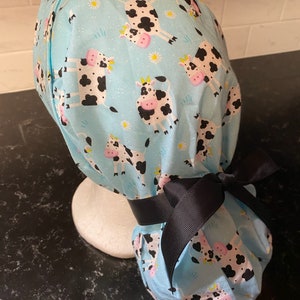 Cow Scrub Hat-cow Scrub Cap -moo Cow Scrub Cap-scrub Cap-women's Scrub ...