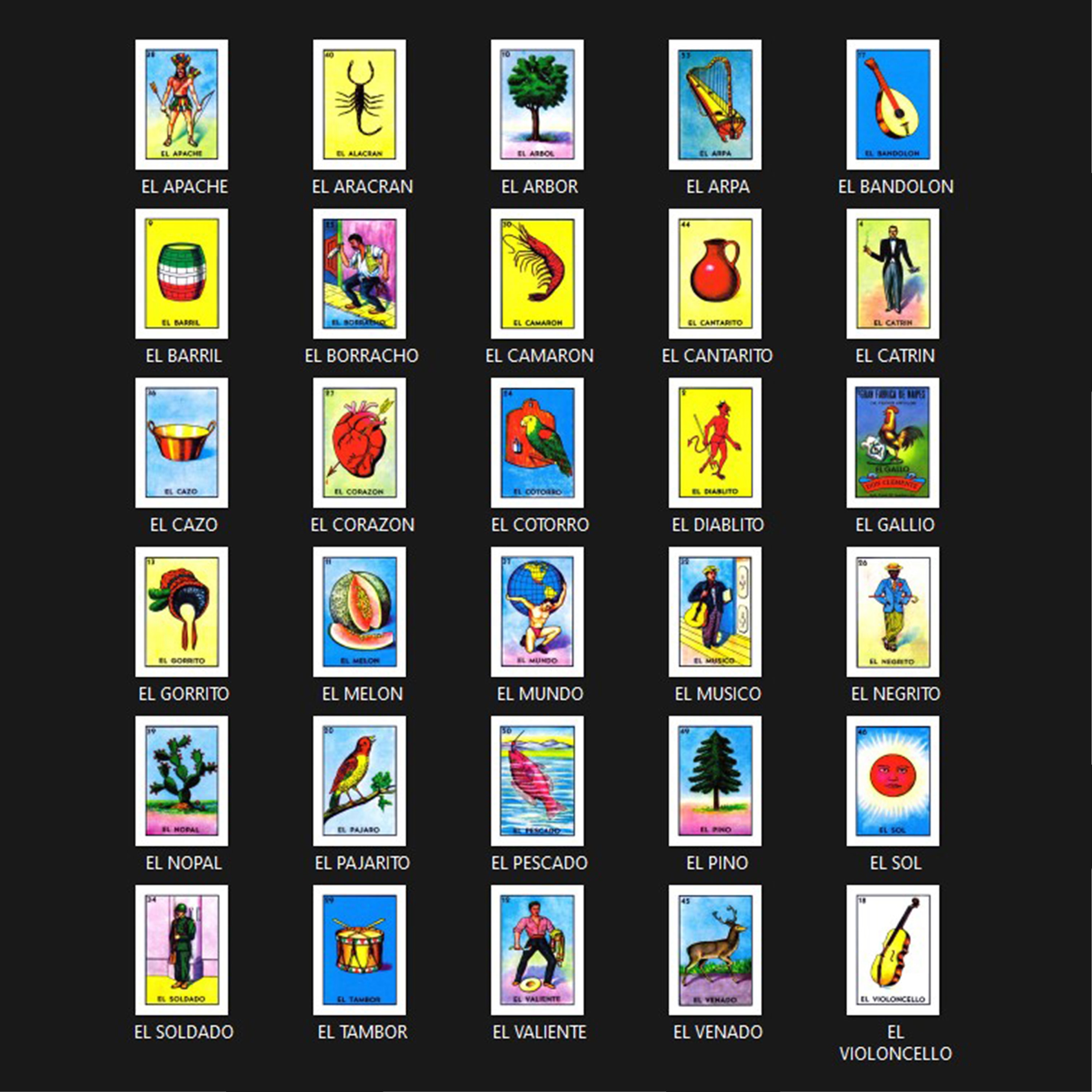 Loteria older Classic Card Images 5x7 resize to Desired Size New Design ...