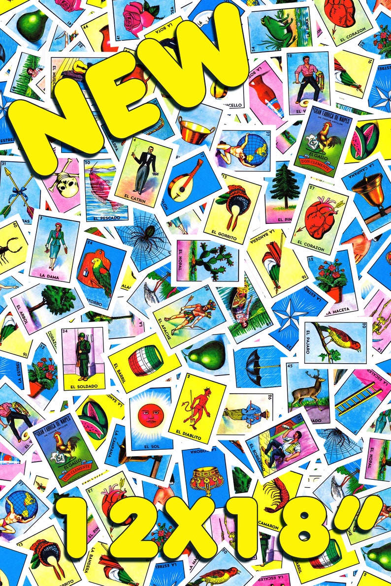 Old School Loteria Deck Card Pattern | 12"x18" | 300dpi | Ready to Use ...
