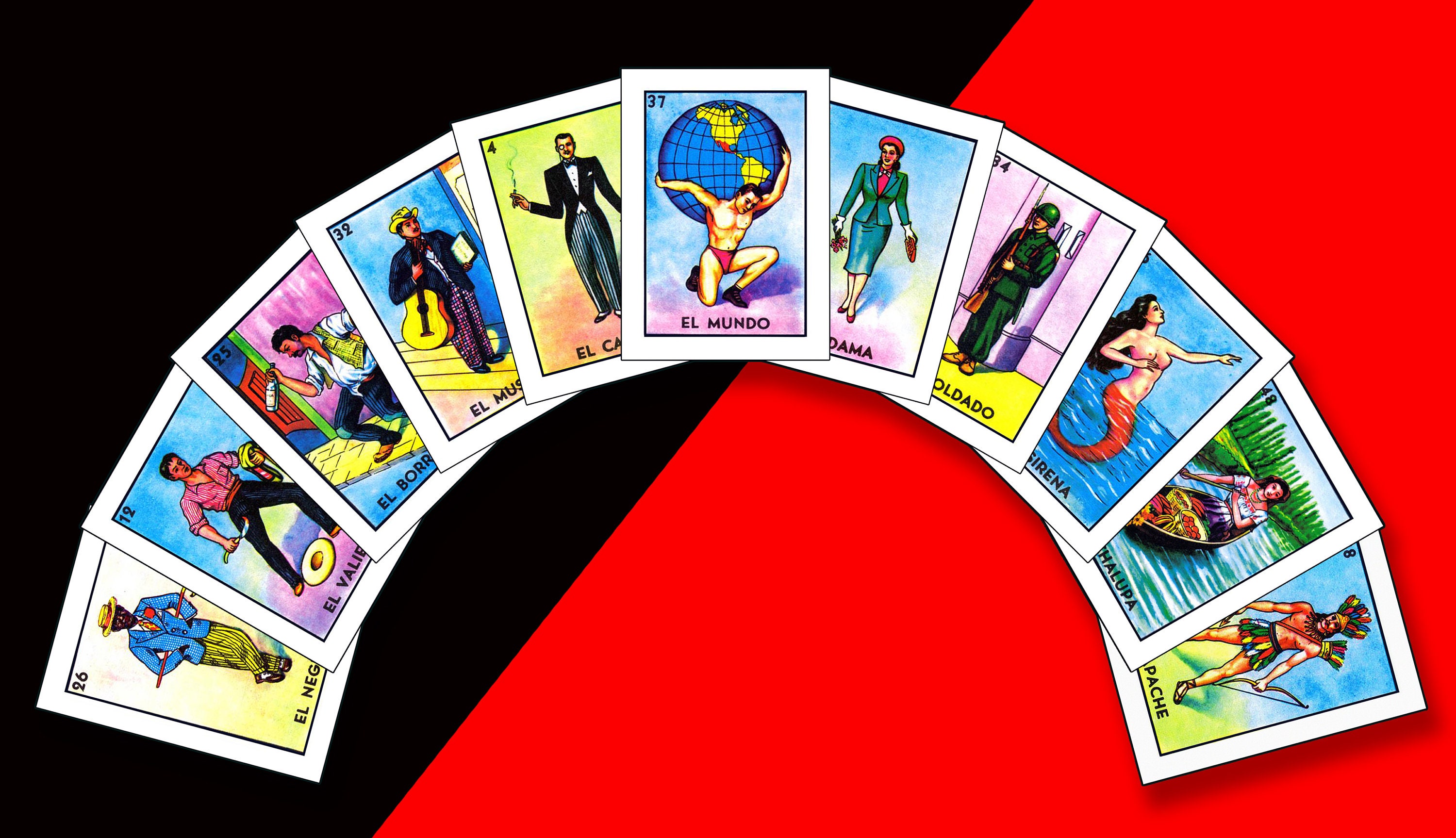 Loteria Main Character Card Banner Style Old School 1960's Images Reg ...