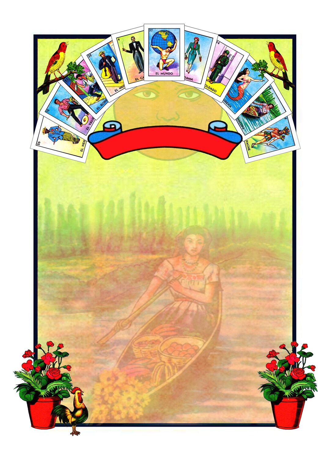 Loteria Main Character Card Banner Style + | Old School 1960's Images ...