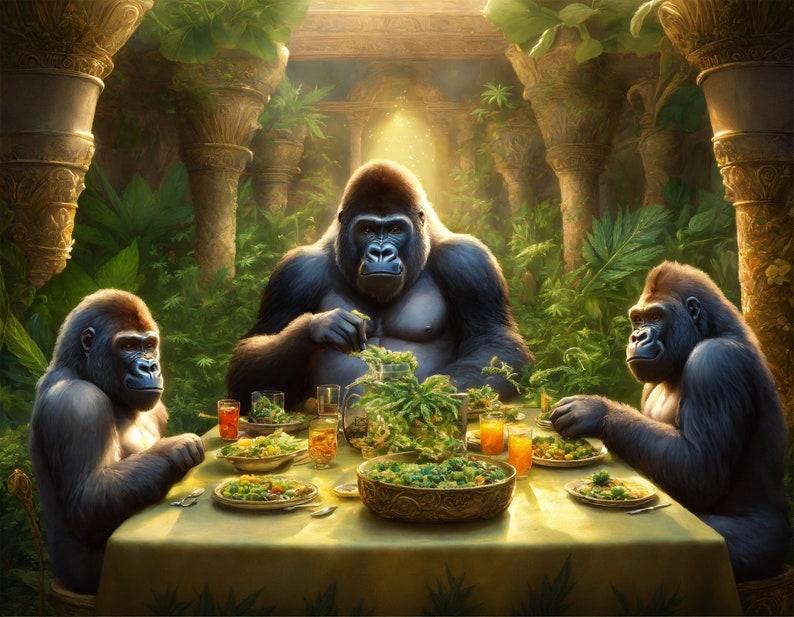 Gorilla Cannabis Party Canvas-poster Image PREMIUM A.I. - Etsy