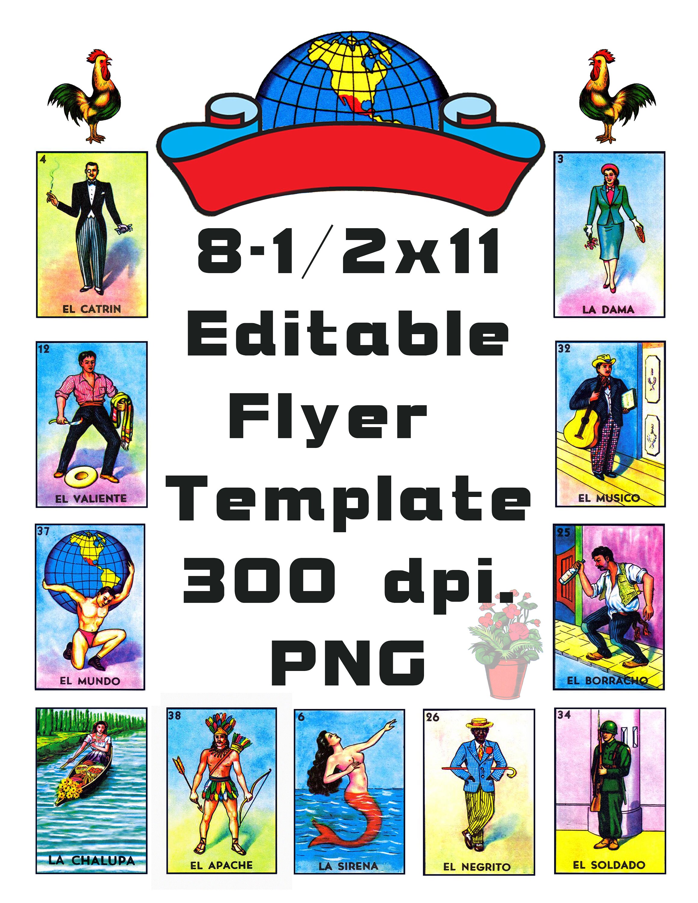 Loteria 8.5x11 Full Page Flyer Blank Editable - Etsy