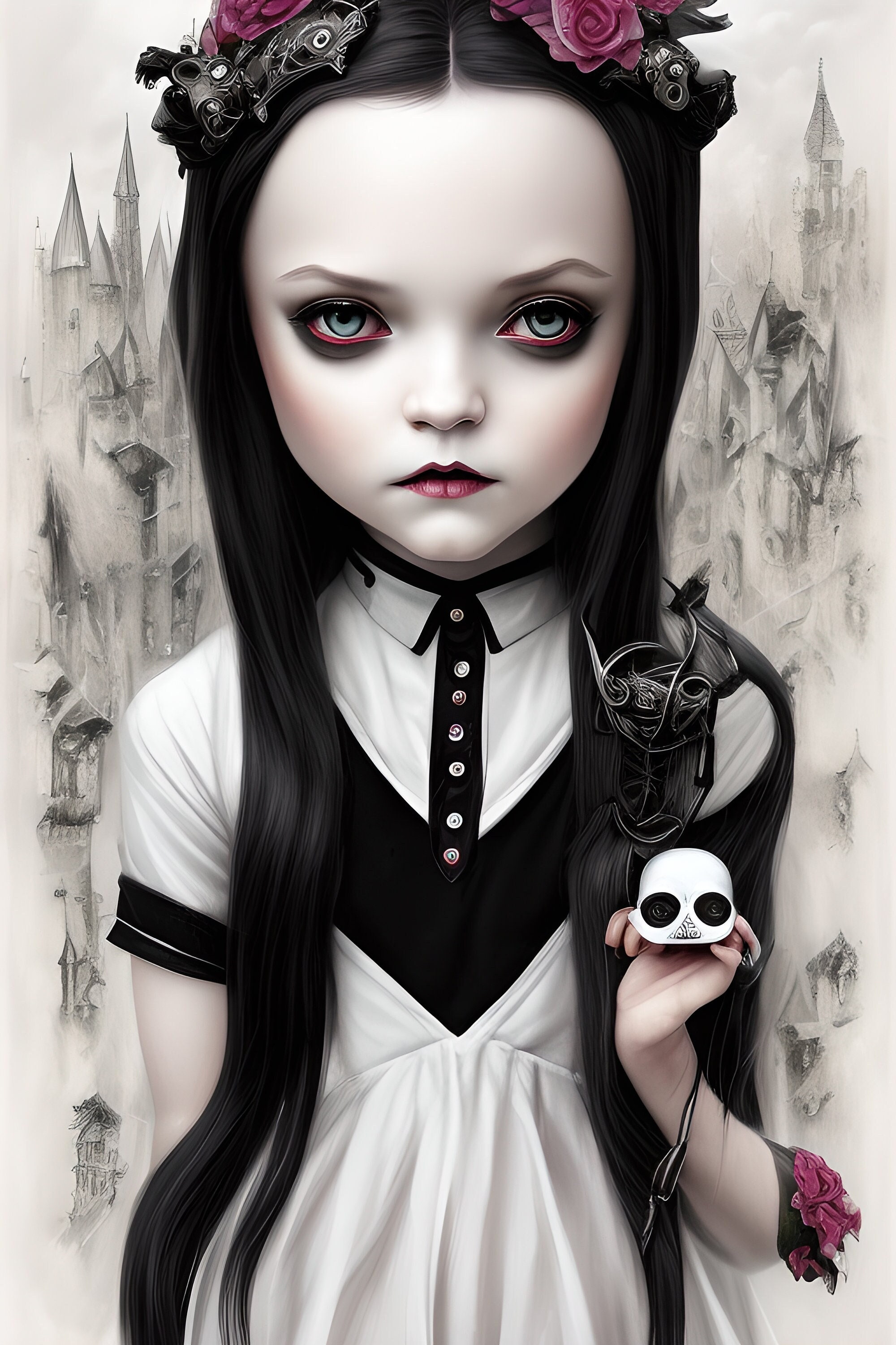 GOTHIC Little Girl DALL-E and DALL-E2 royalty Free Quantum A.I. Generated Images Reg. 9.95 - Etsy