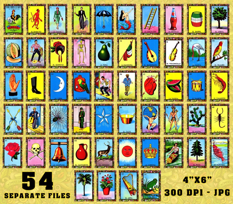 NEW "2023" 4X6 LOTERIA Image | "54 Separate Jpgs" Very Nice Border | New Design Restock Special ...