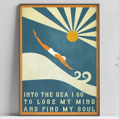 Into the Ocean I Go Poster Spiritual Yoga Sea Water - Etsy