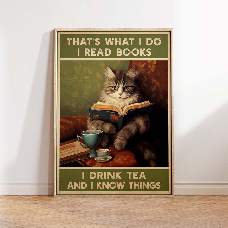 Cats Books and Tea - Etsy