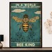 Be Kind Poster, Bee Kind Floral Art Poster, Honey Bee Print, Vintage ...