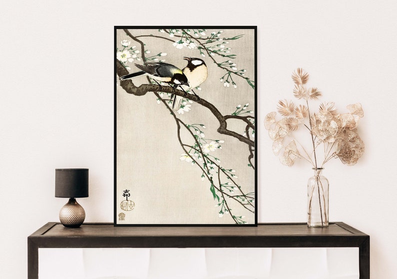 Tits on Cherry Branch Print, Ohara Koson Print, Vintage Japanese Art ...