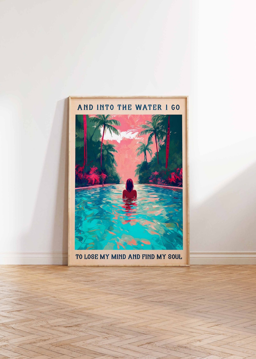 Vintage Poster Swimming Poster Diver Into the Water I Go to - Etsy