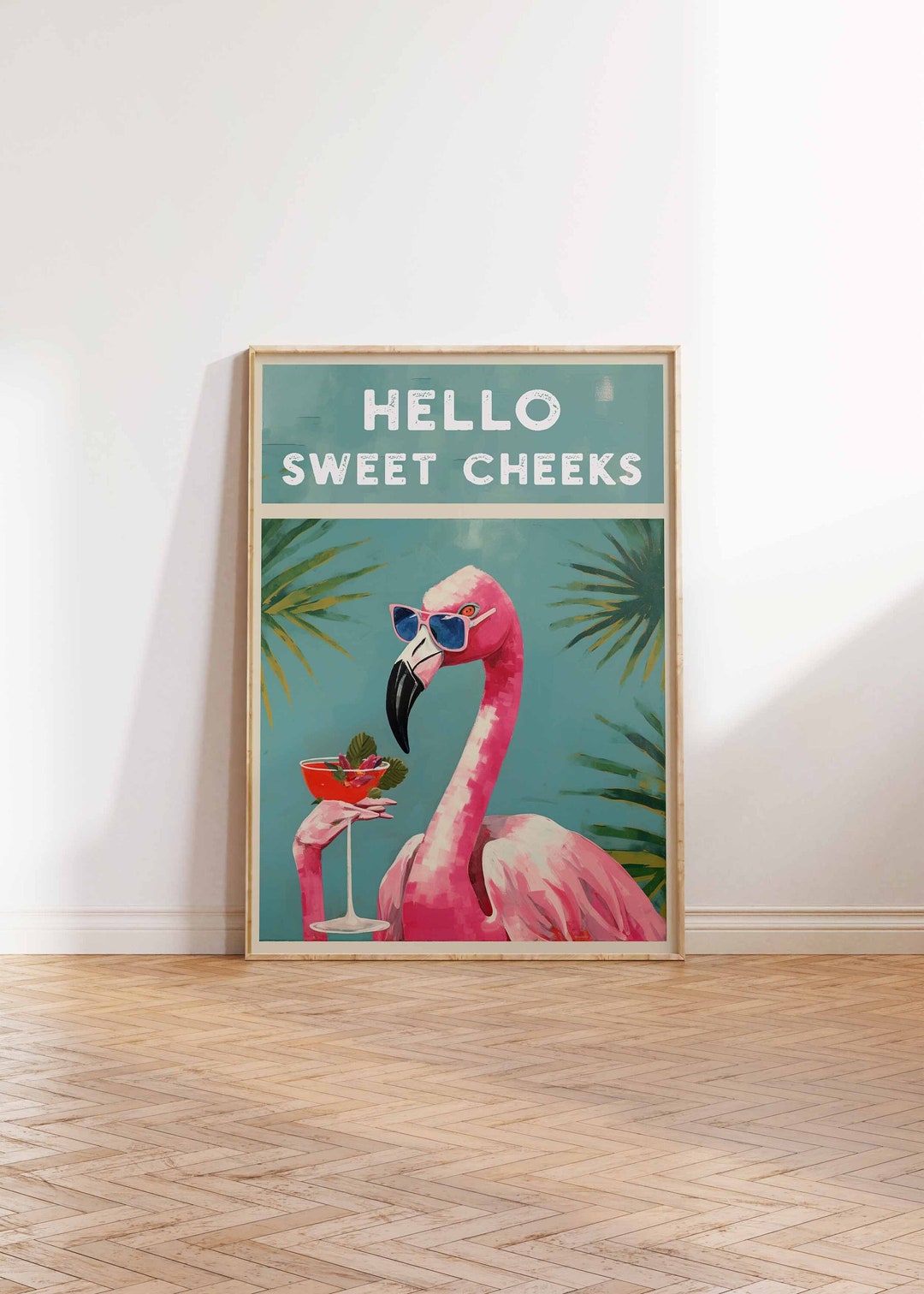 Hello Sweet Cheeks Print Funny Poster Bathroom Art Print Funny Flamingo ...
