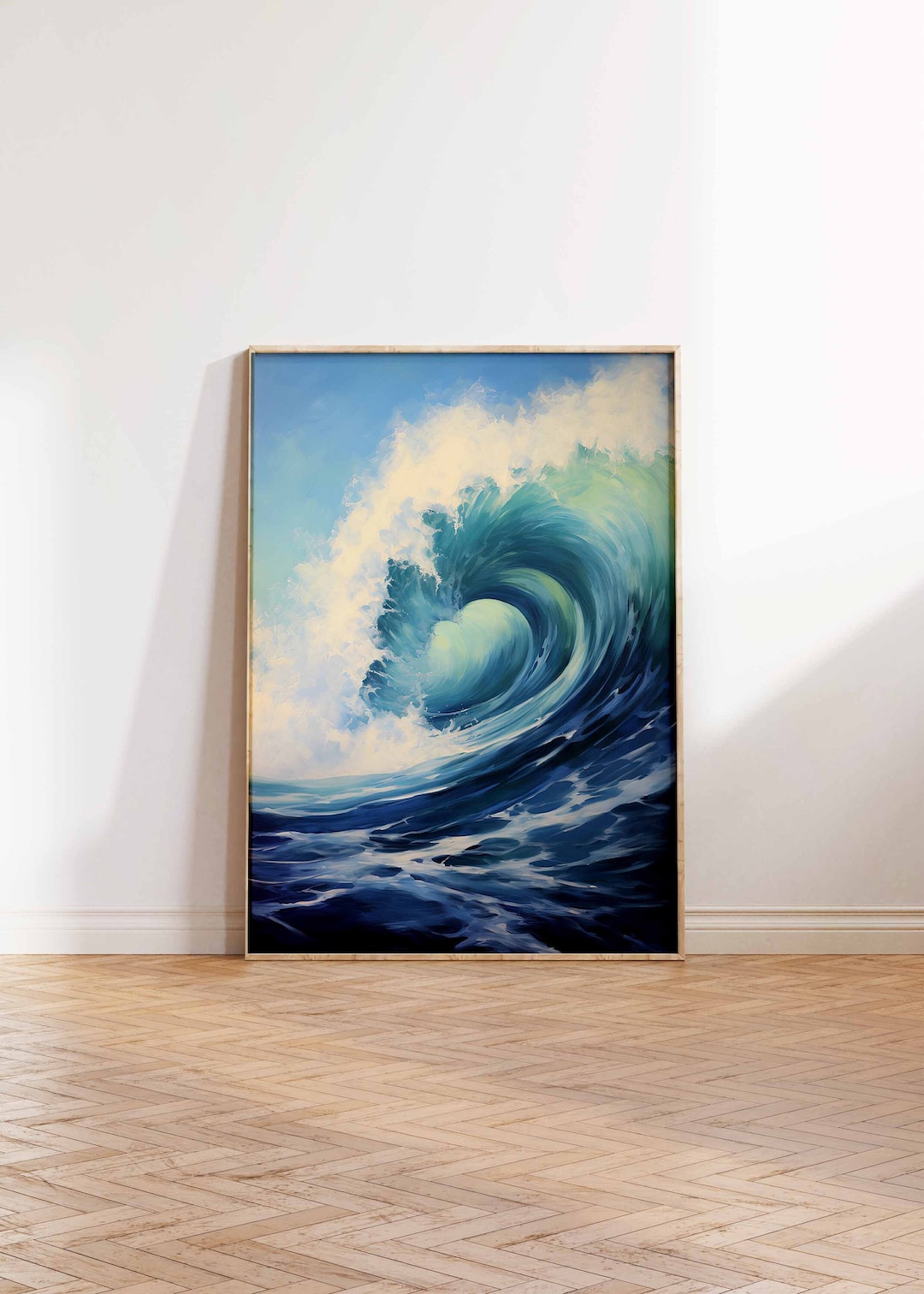 The Great Wave Poster Curly Wave Art Print Diver Art Print Surfer Art ...