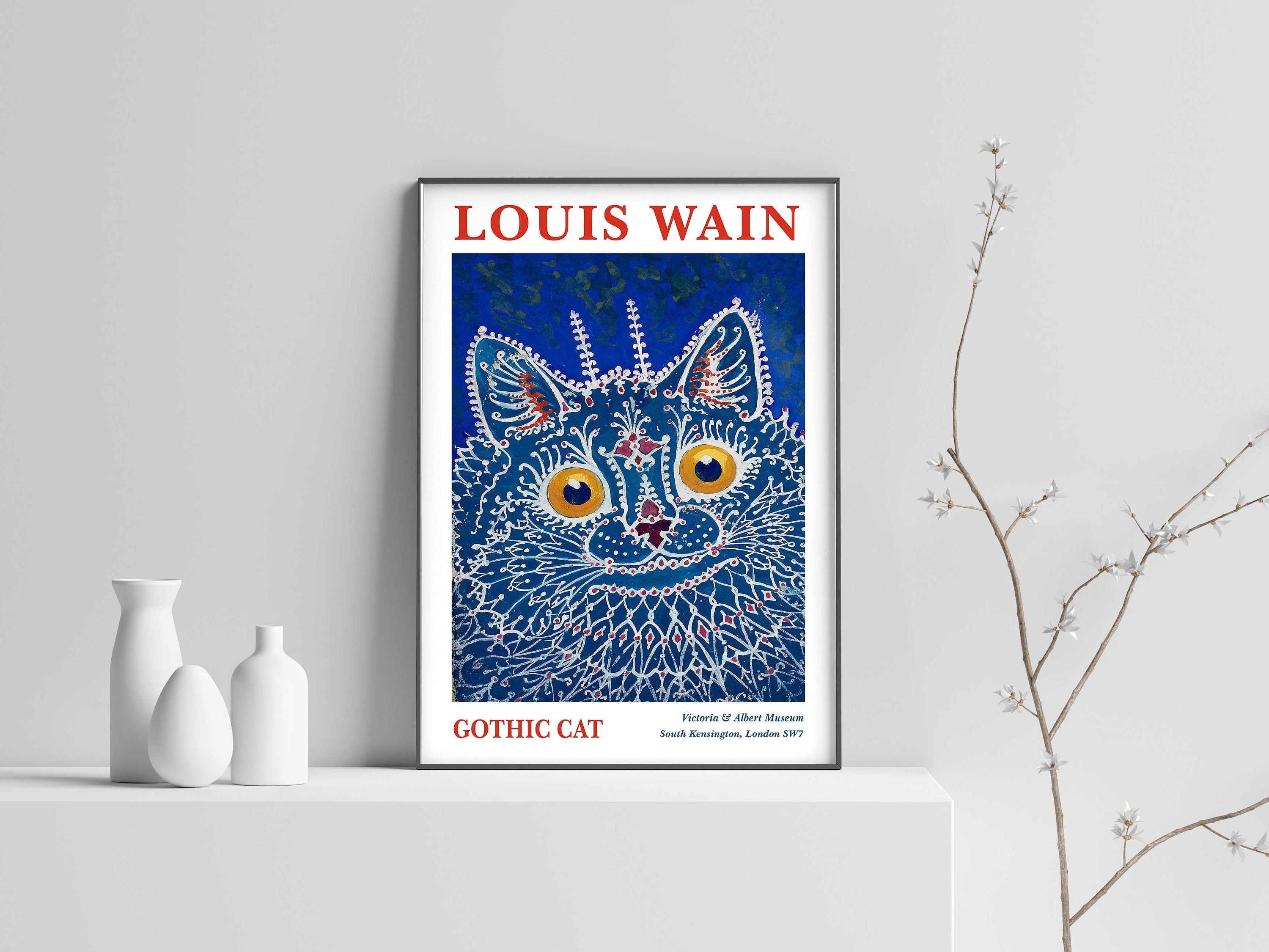 Louis Wain Exhibition Poster Wain Cat Print Louis Wain Modern Art Wain ...