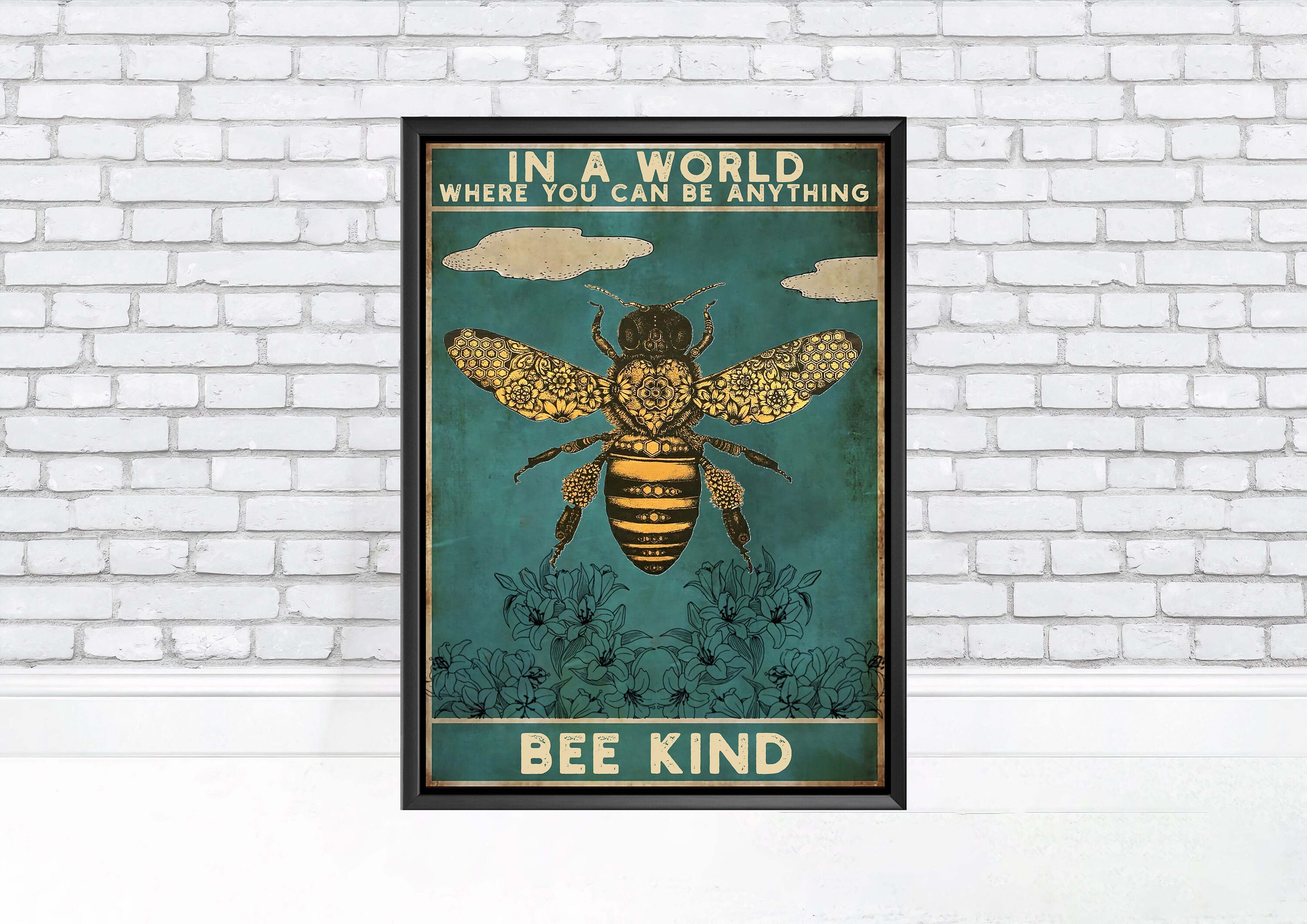 Be Kind Poster Bee Kind Floral Art Poster Honey Bee Print - Etsy Australia