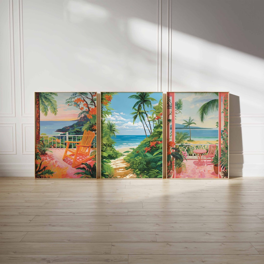 Set of 3 Prints, Caribbean Poster, Caribbean Wall Art, Tropical Decor ...