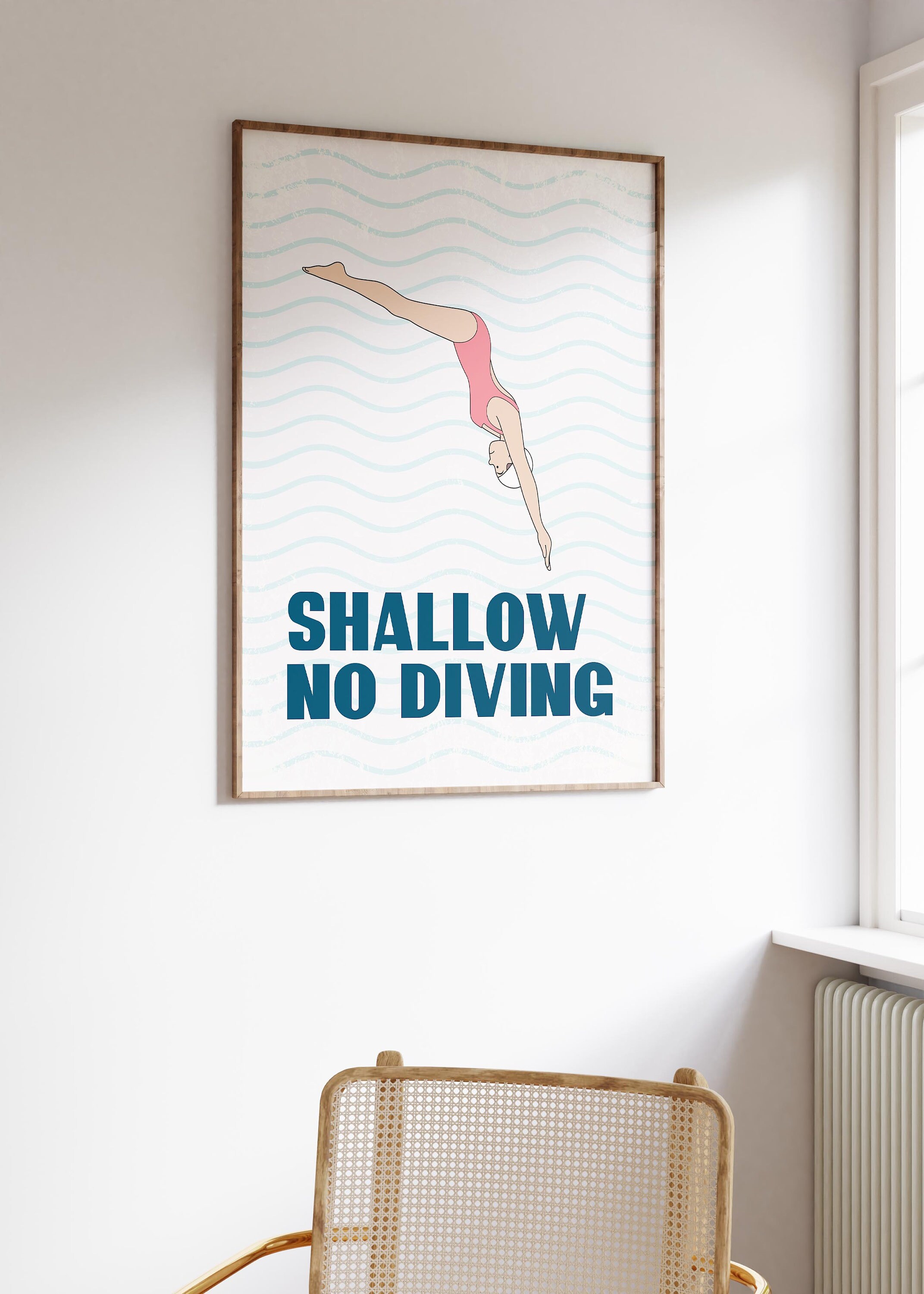 Vintage Poster, Swimming Poster, Diver Art, Into the Sea I Go, Shallow ...