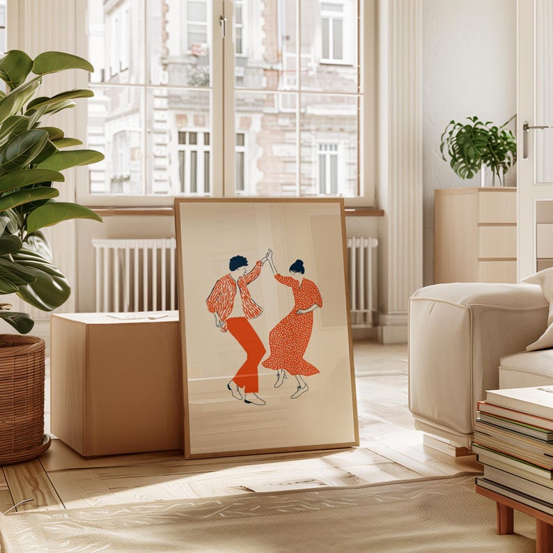 Mid-century Modern Dancing Couple Poster | Retro Vinyl Record Wall Art ...