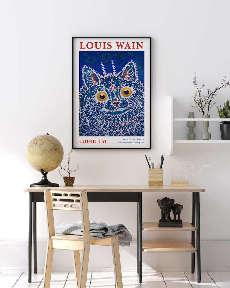 Louis Wain Exhibition Poster Wain Cat Print Louis Wain Modern Art Wain ...