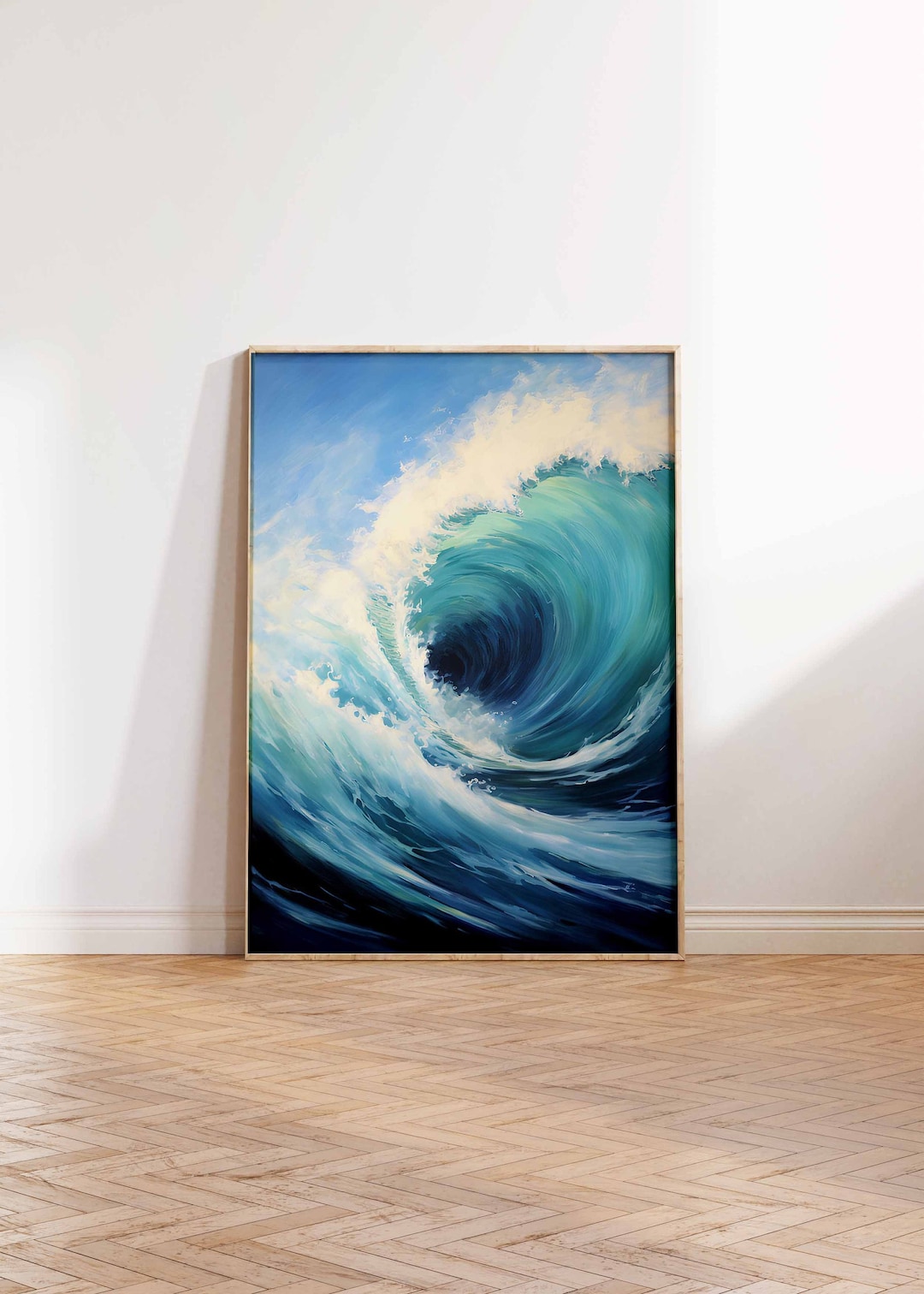 The Great Wave Poster Curly Wave Art Print Diver Art Print Surfer Art ...