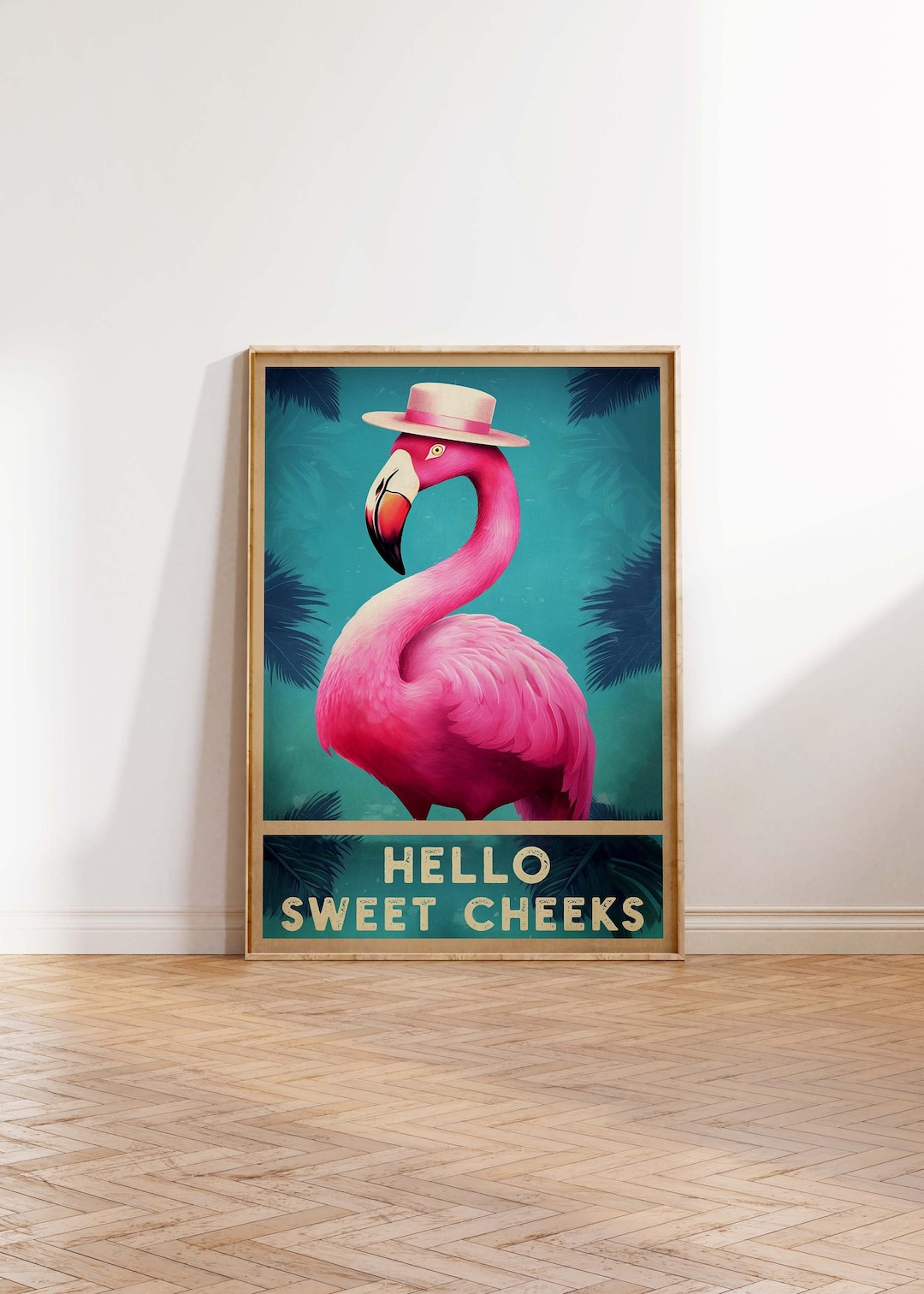 Hello Sweet Cheeks Print Funny Poster Bathroom Art Print Funny Flamingo ...