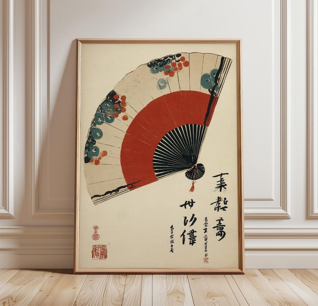 Japanese Fan Poster | Vintage Decorative Art | Traditional Wall Print ...
