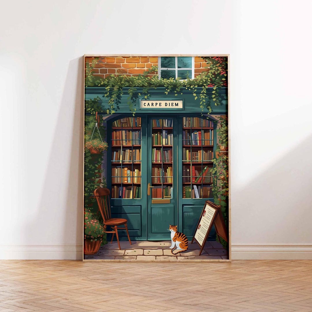 Vintage Bookshop Poster Book Shop Print Reading Gift Retro Book Lovers ...