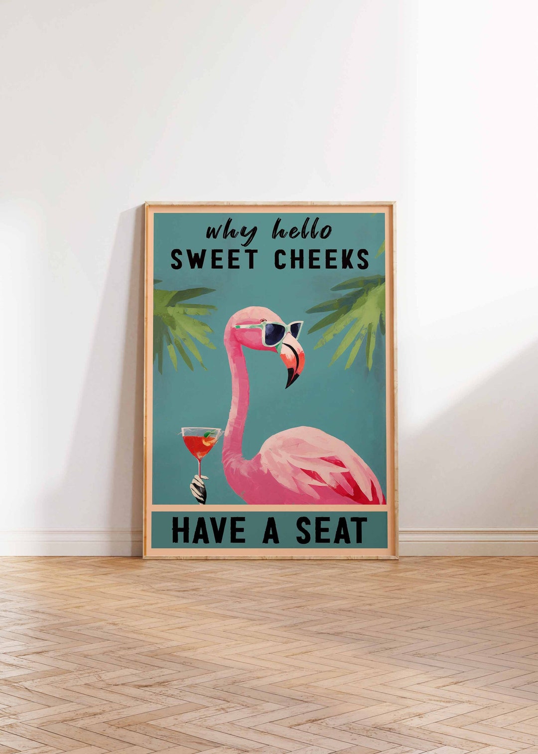 Hello Sweet Cheeks Print Funny Poster Bathroom Art Print Funny Flamingo ...
