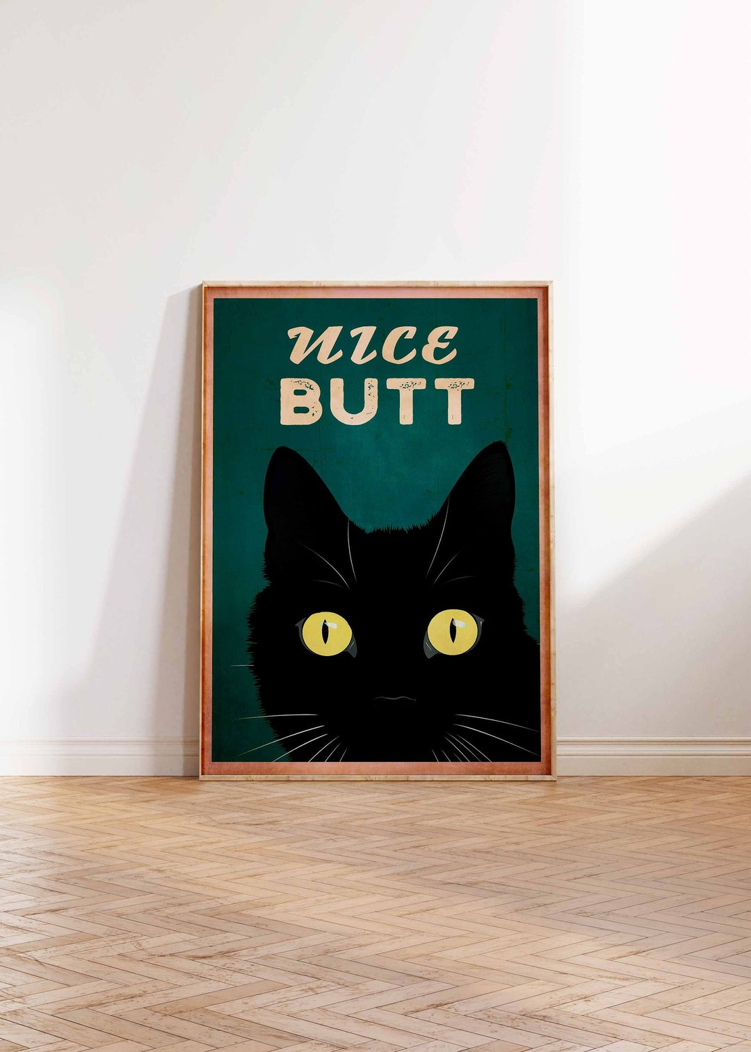 Nice Butt Print, Vintage Poster Print, Bathroom Art Print, Funny Cat ...