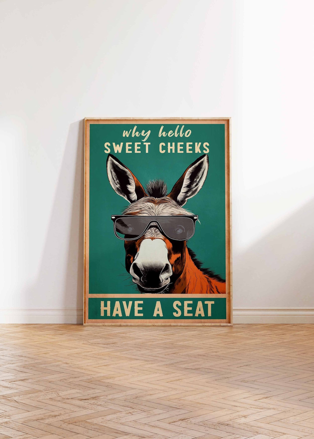 Hello Sweet Cheeks Print, Funny Vintage Poster, Animal Art Print, Funny ...