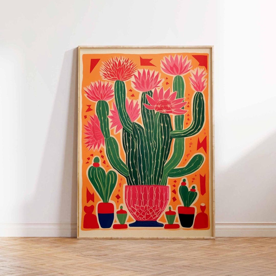 Cactus Retro Botanical Print Cactus Art Print Vintage Art Succulents ...