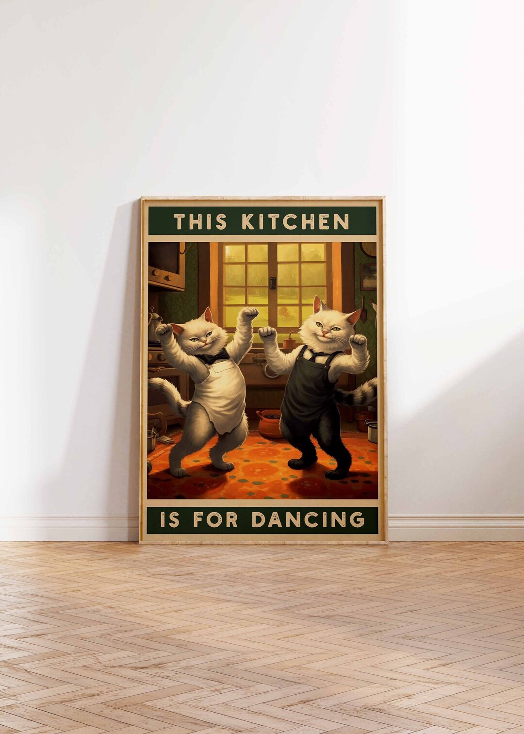 This Kitchen is for Dancing Poster, Cat Print, Funny Cat Print, Trendy ...